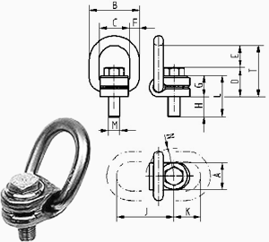 Ring Bolt LBG(3) 1t M16-RS Stainless Steel with Bolt
